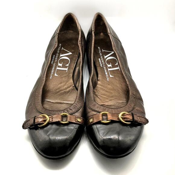 Attilio Giusti Leombruni | Shoes | Agl Bronze Ballet Flats Patent Cap ...